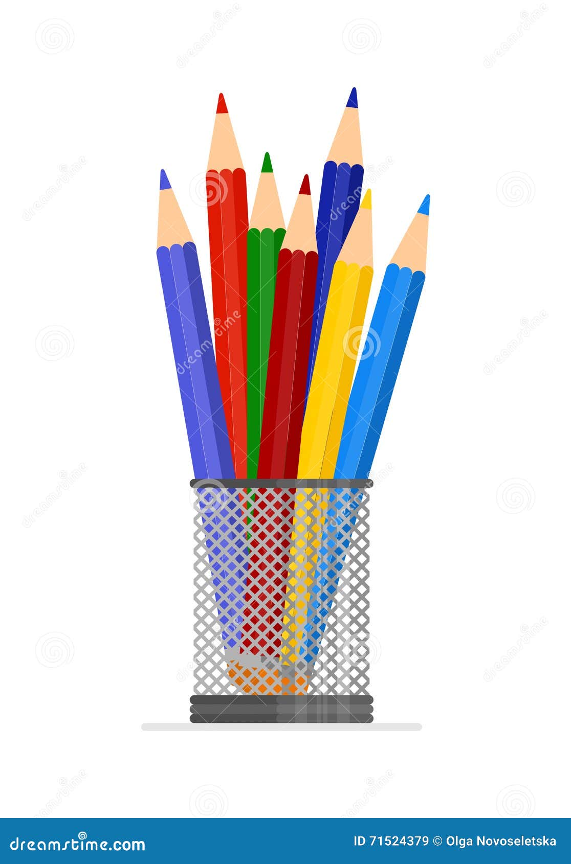 Set of pencils in stand stock vector. Illustration of modern - 71524379