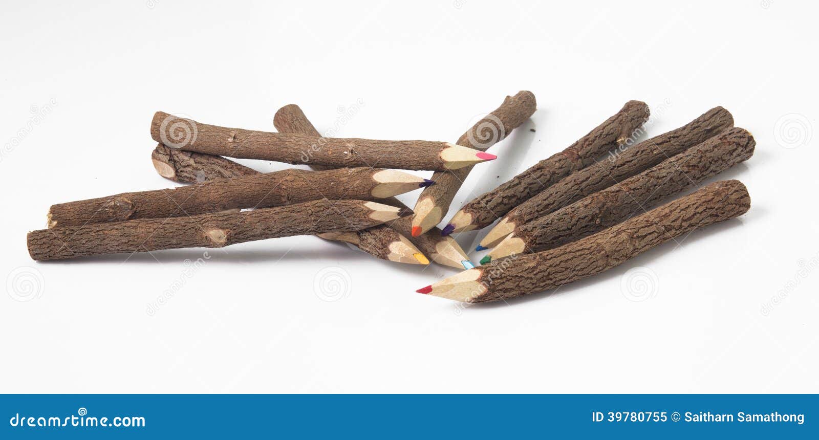 Set of Pencils Stylized Tree Branch on White Stock Image - Image of ...