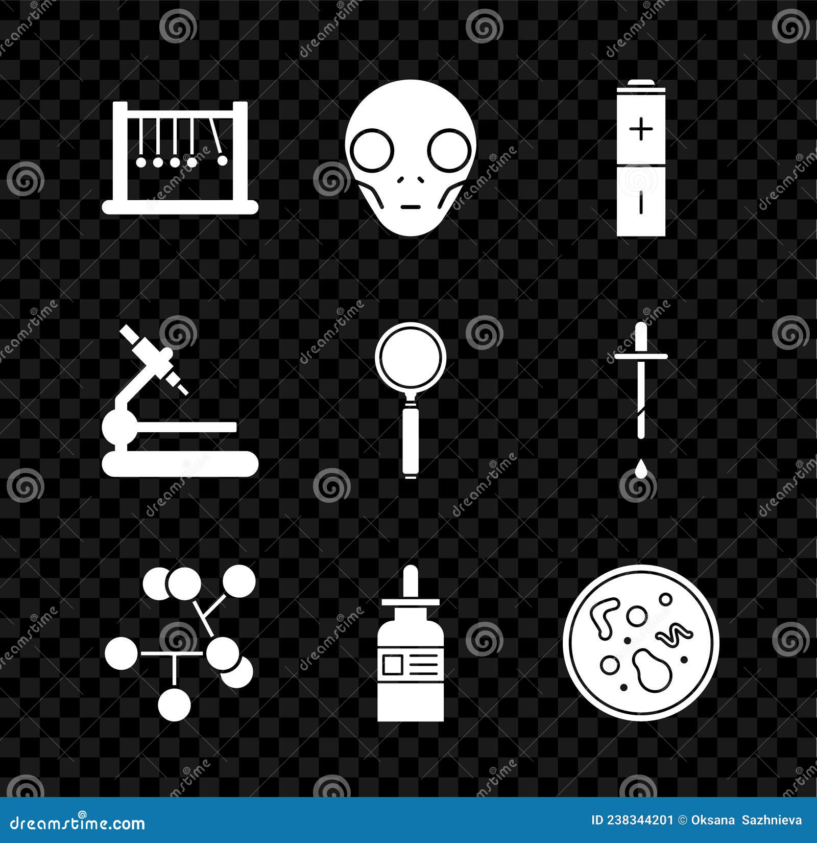 Set Pendulum, Extraterrestrial Alien Face, Battery, Molecule, Glass ...