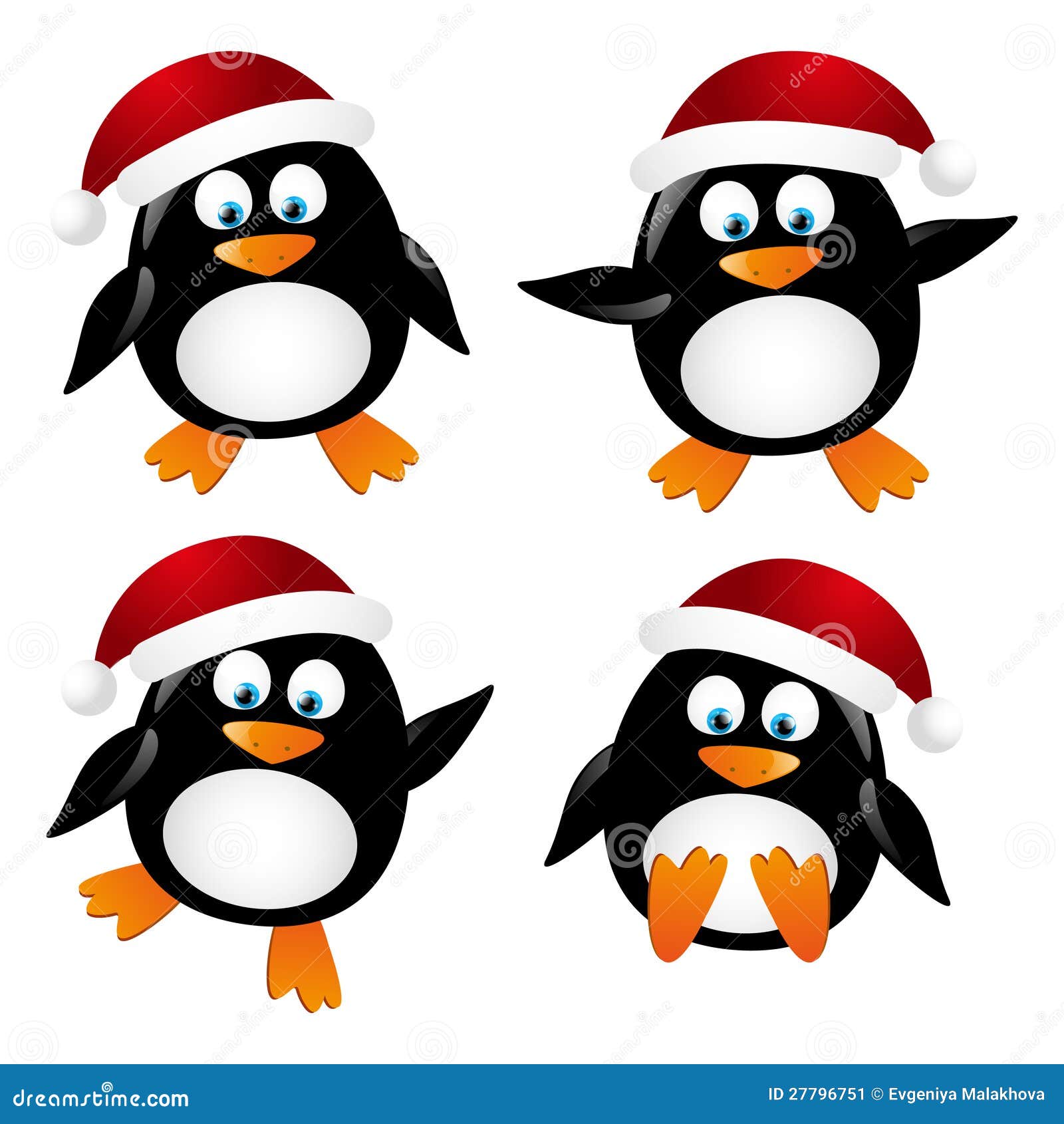 Set of penguin Santa stock vector. Illustration of merry - 27796751