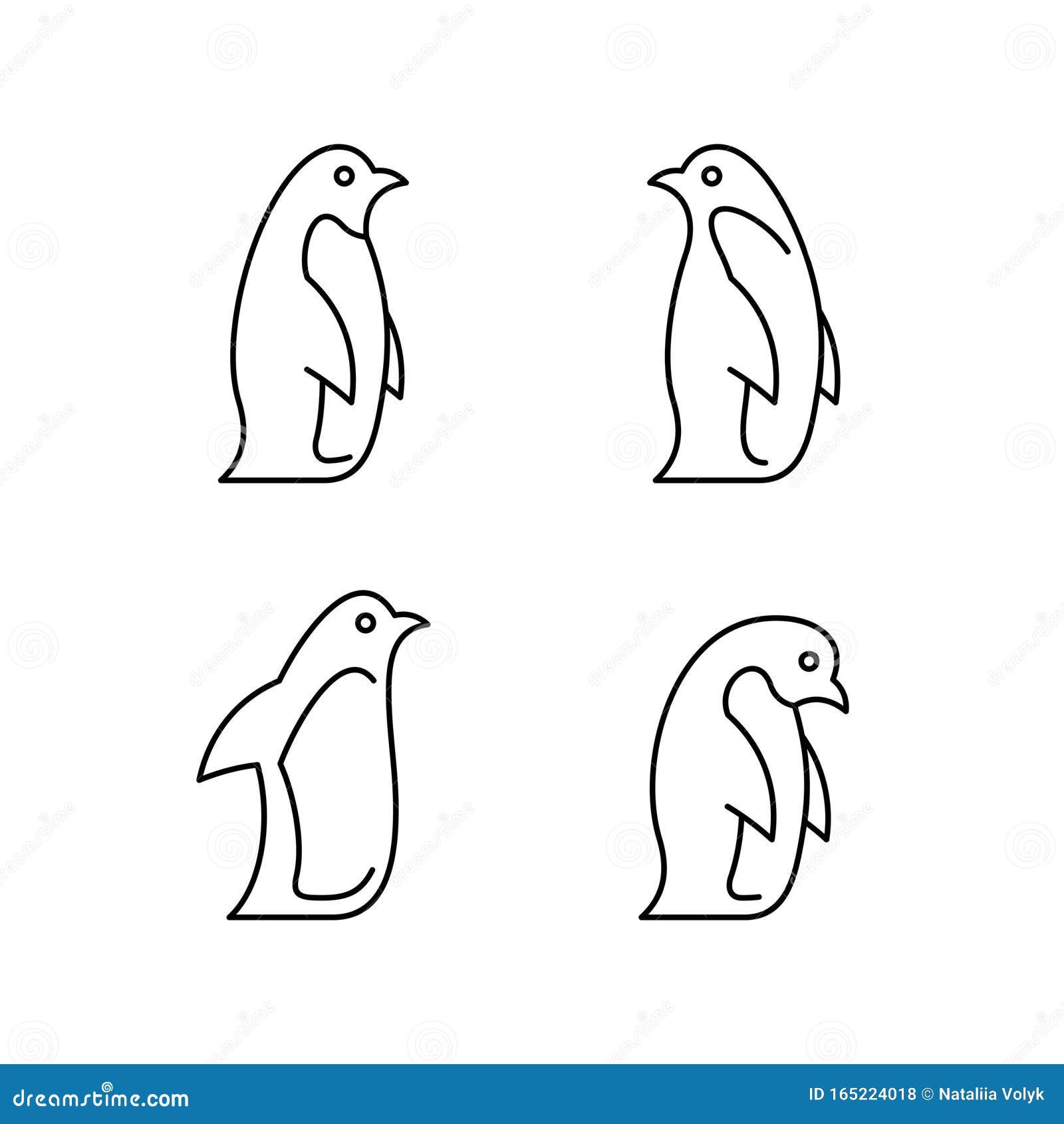 Set of Penguins line icons stock vector. Illustration of animal - 165224018