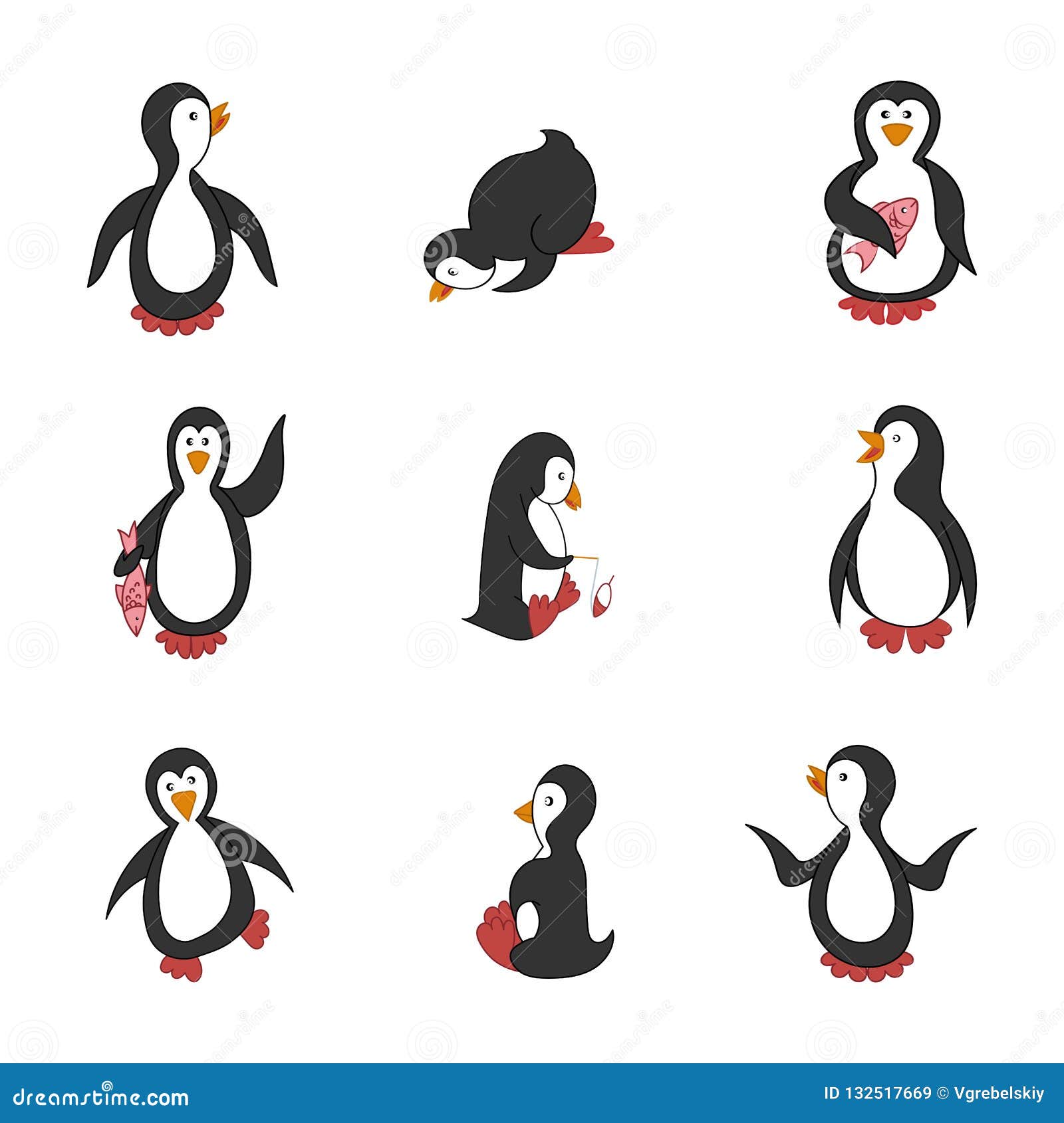 Pingviny_set stock vector. Illustration of nature, graphic - 132517669