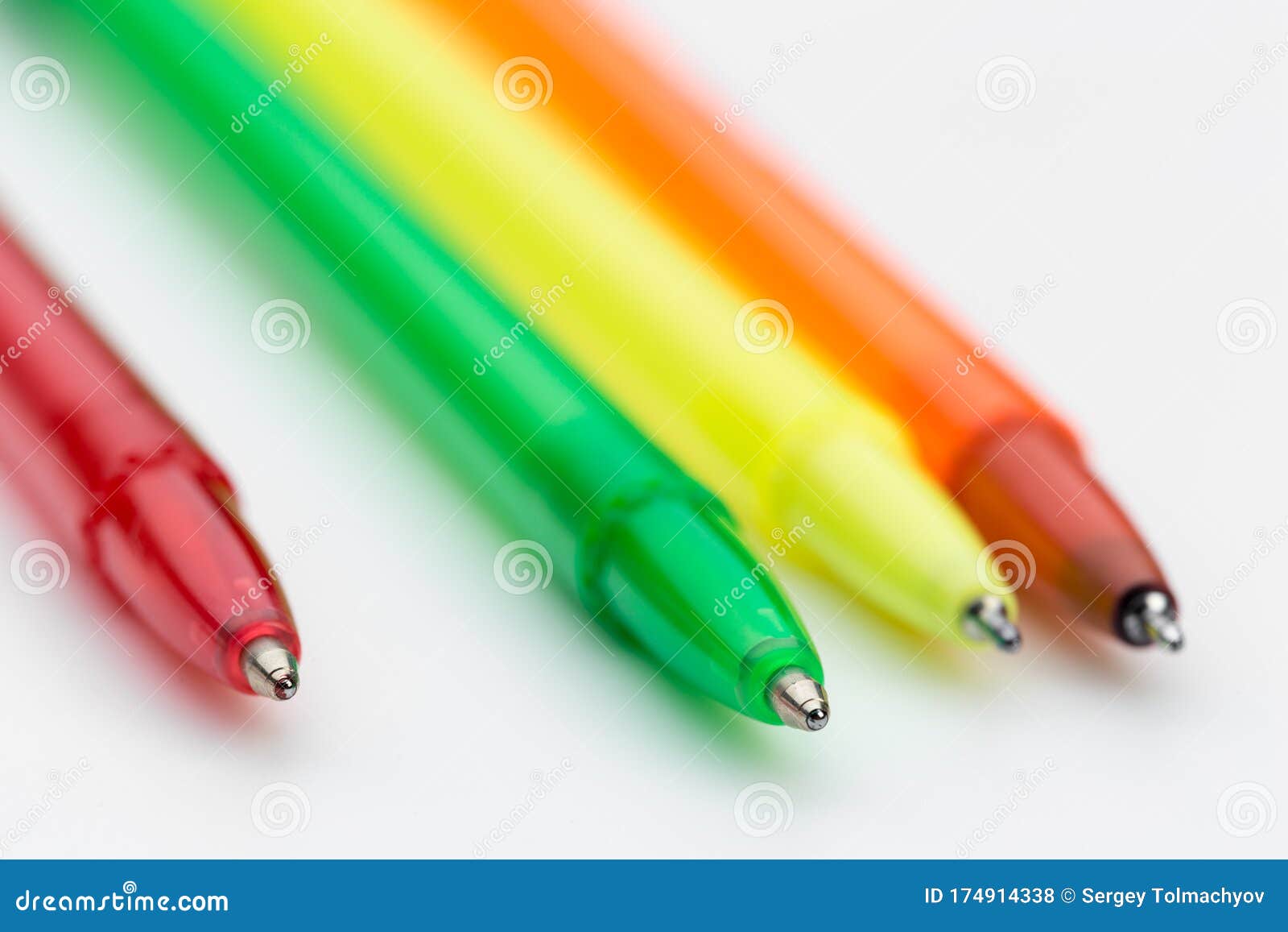 Set of Pens on White Background Stock Photo - Image of color, ball ...