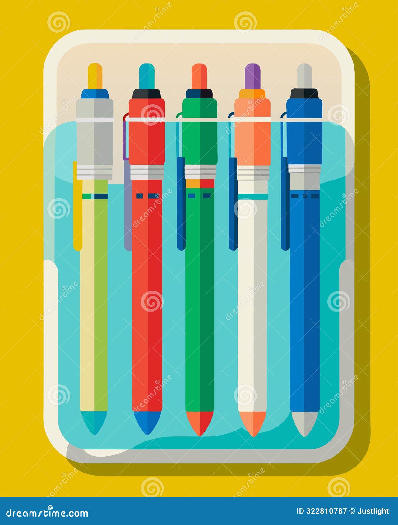 A Set of Pens Packaged in a Large Plastic Clamshell with Each Pen ...