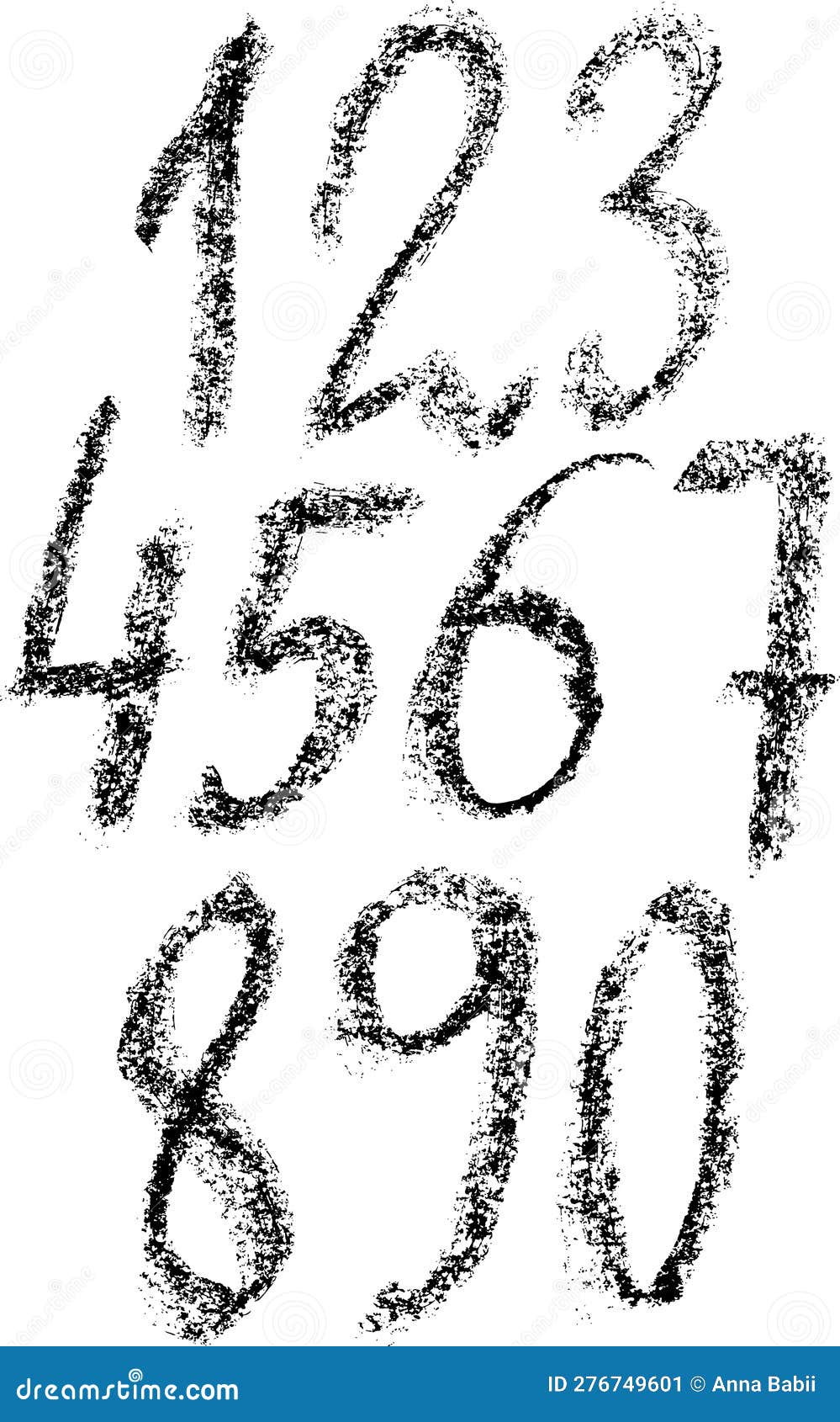 Numbers Modern Abstract Black Color Style In A Set 12345 Cartoon Vector ...