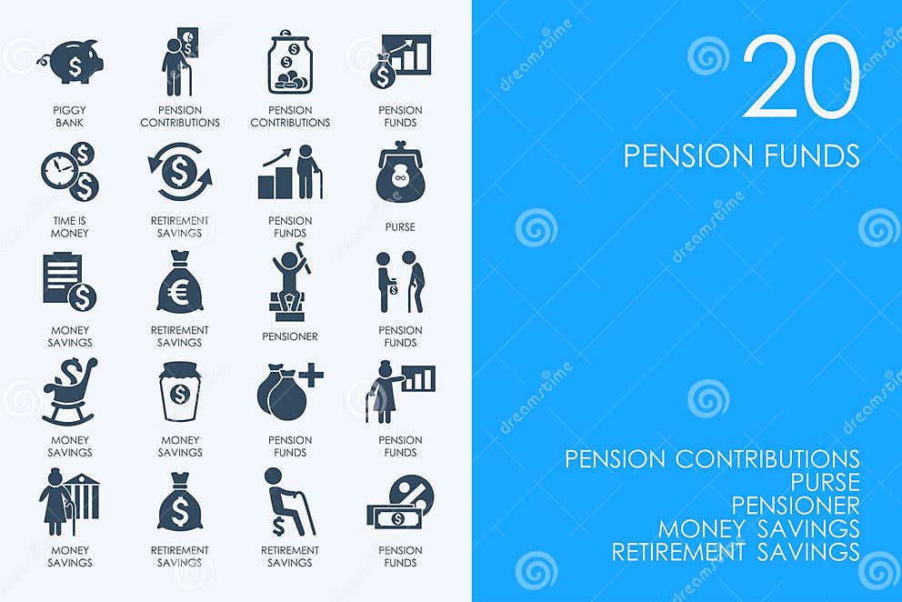 Set of pension funds icons stock vector. Illustration of abstract ...