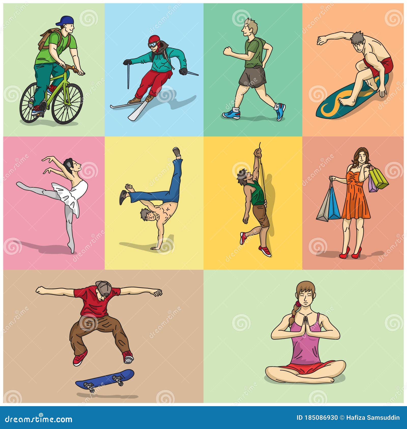 Set of People with Actions. Vector Illustration Decorative Design Stock ...