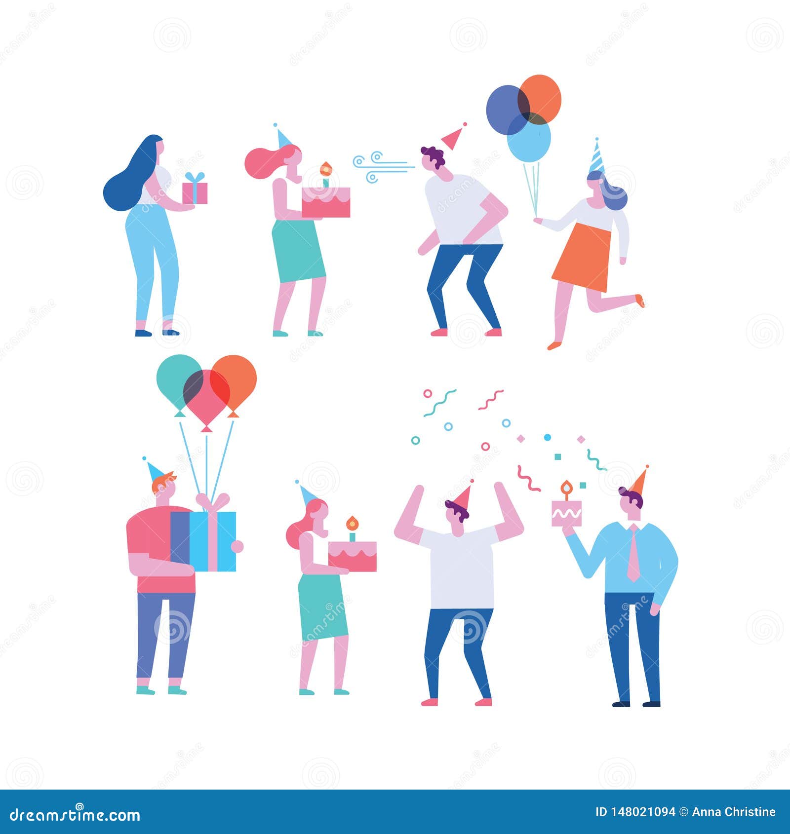 Set of People Characters in Different Activity Stock Illustration ...