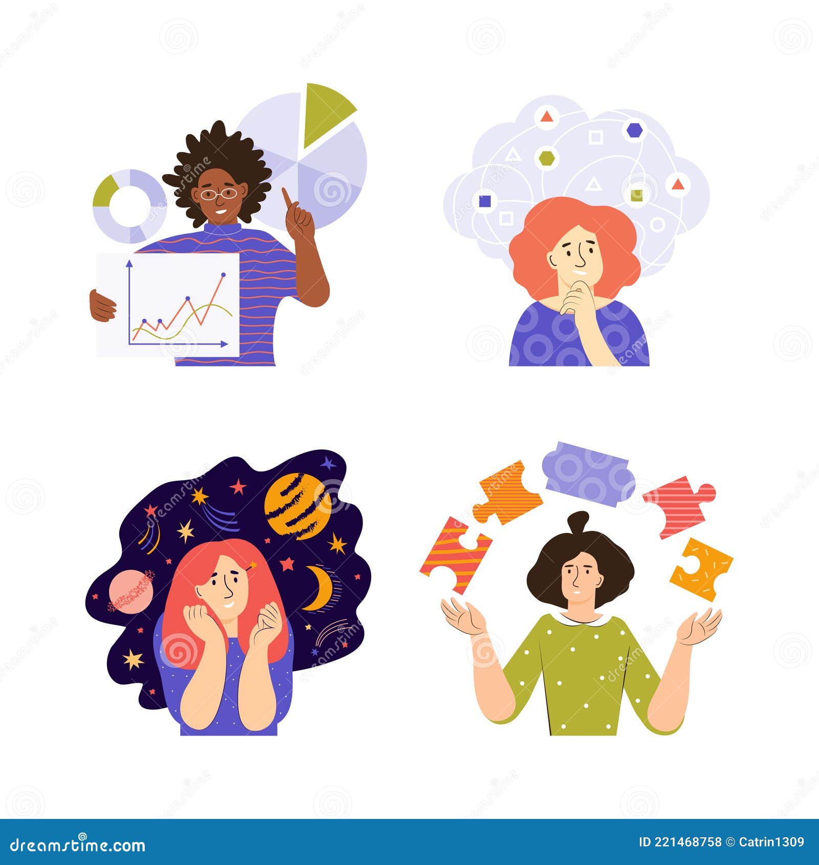 Set of People with Different Mental Mindset Types or Models. Mind ...