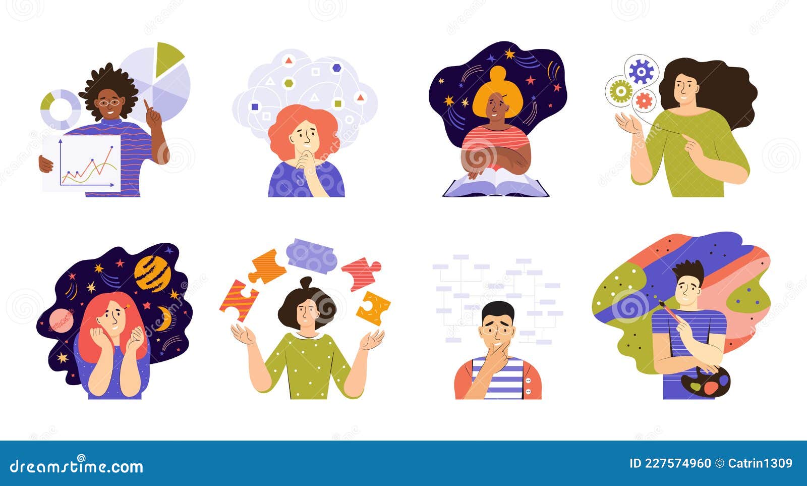 Set of People with Different Mental Mindset Types or Models. Mind ...