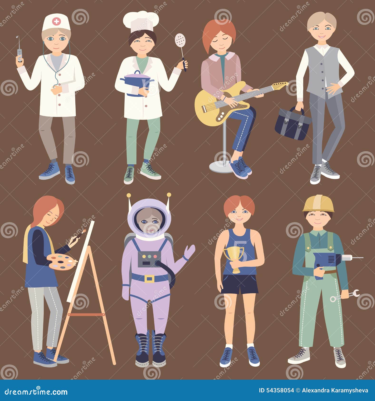 Set with People of Different Professions Stock Vector - Illustration of ...