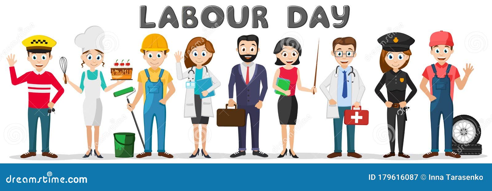 Set of People of Different Professions on a White. Labor Day Stock ...