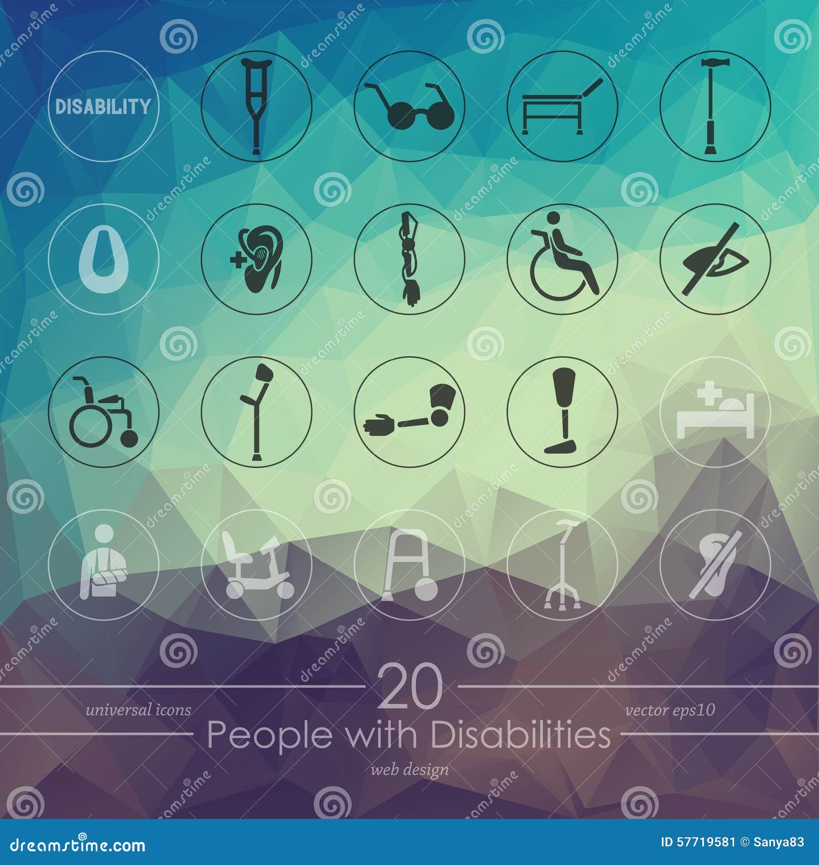 Set of People with Disabilities Icons Stock Vector - Illustration of ...