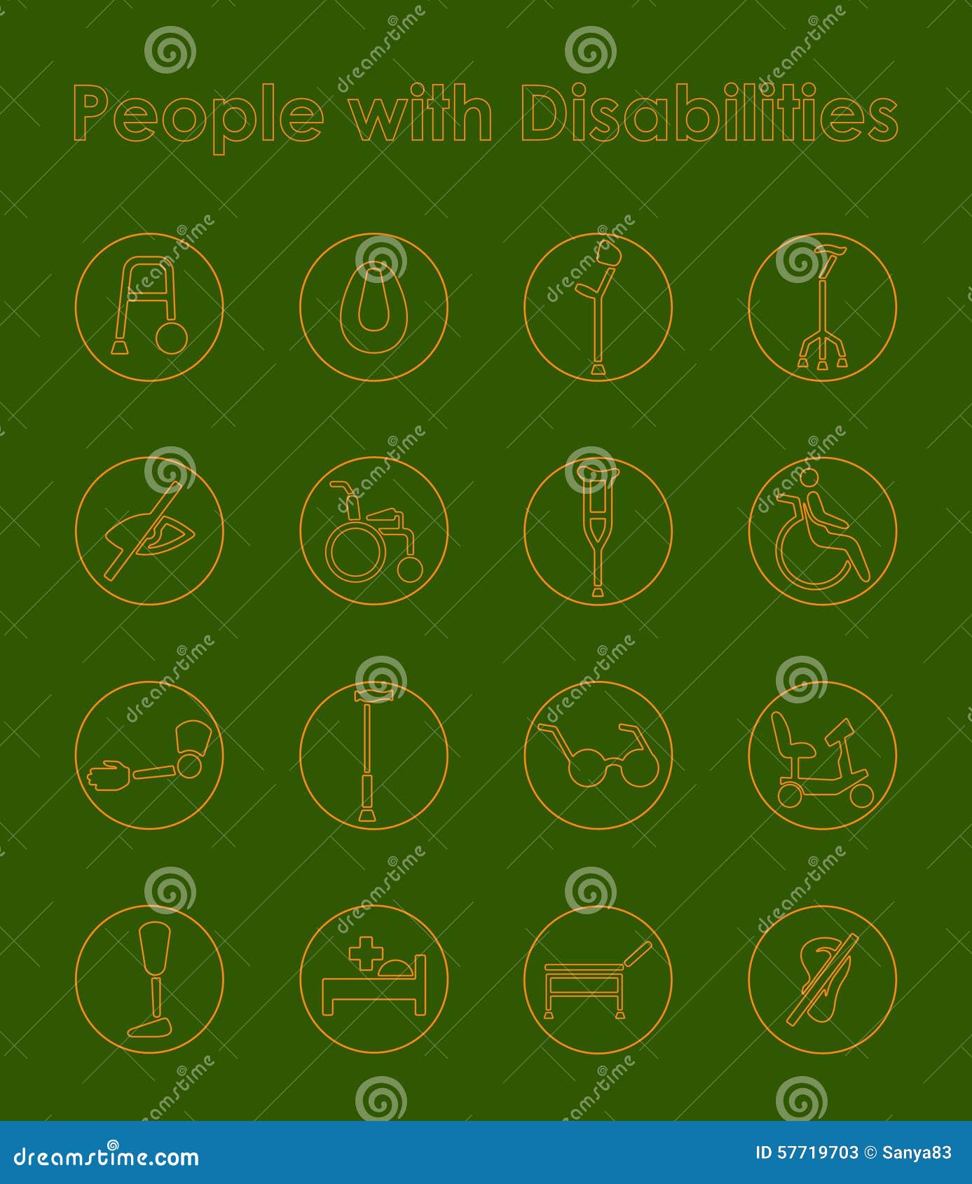 Set of People with Disabilities Simple Icons Stock Vector ...