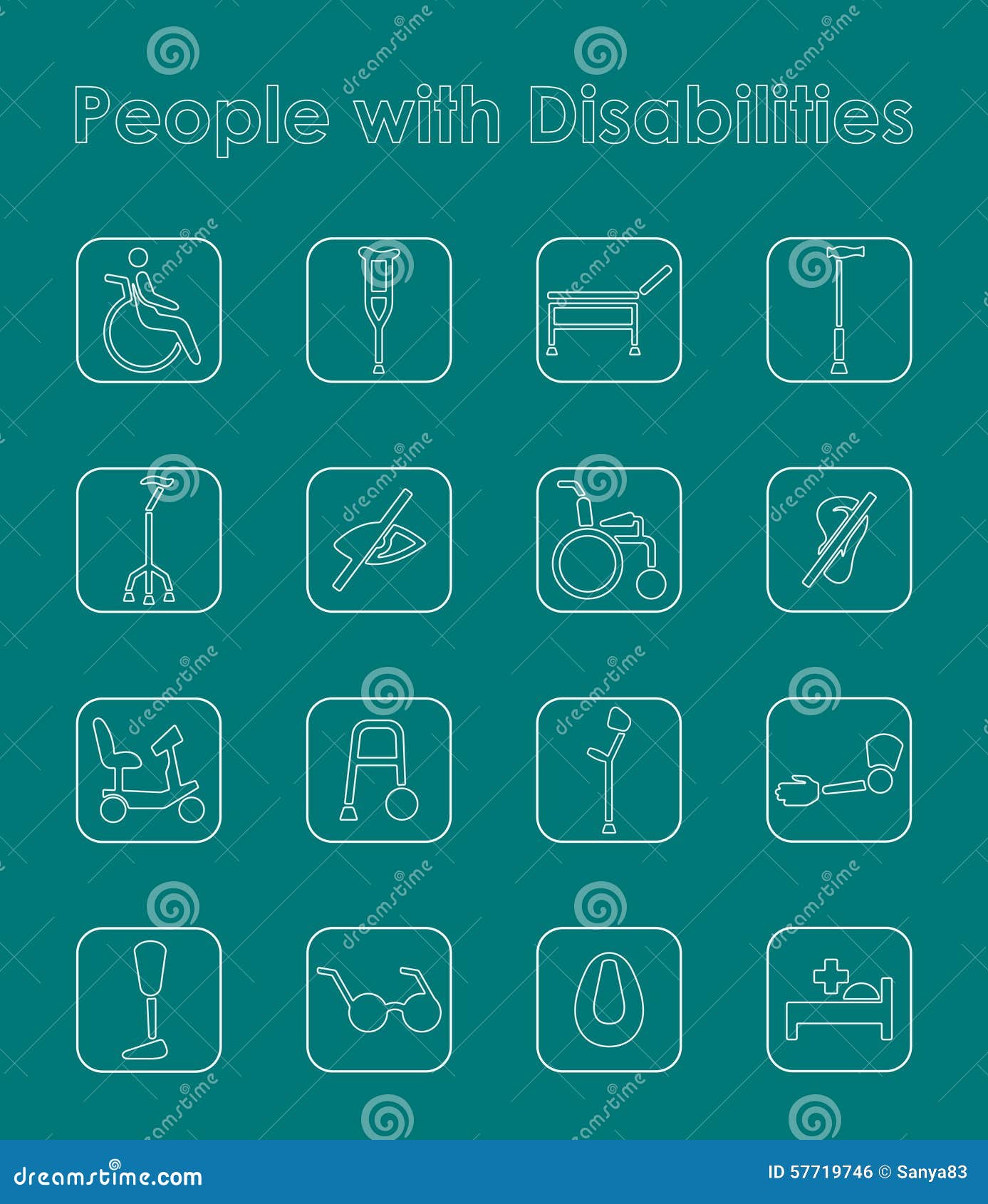 Set of People with Disabilities Simple Icons Stock Vector ...