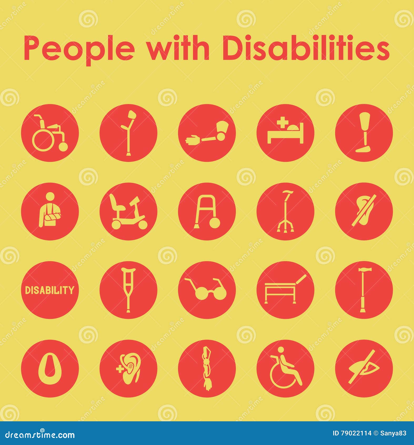 Set Of People With Disabilities Simple Icons Vector Illustration ...