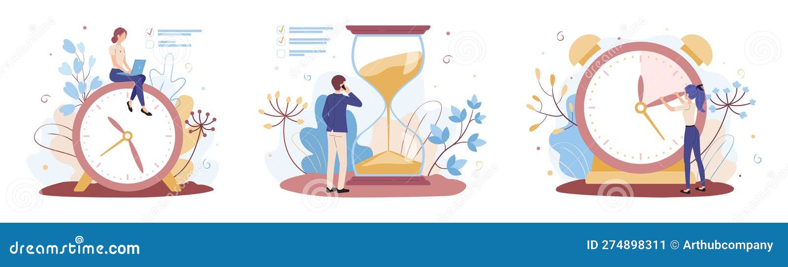 Set of People Doing Different Tasks and Managing Their Time Stock ...