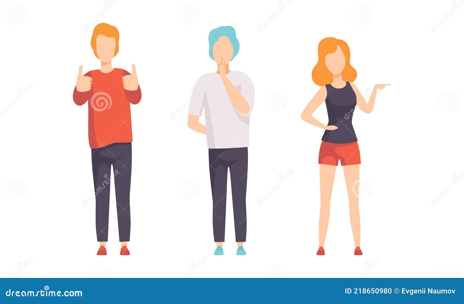 Set of People Doing Hand Gestures, Nonverbal Communication Concept Flat ...