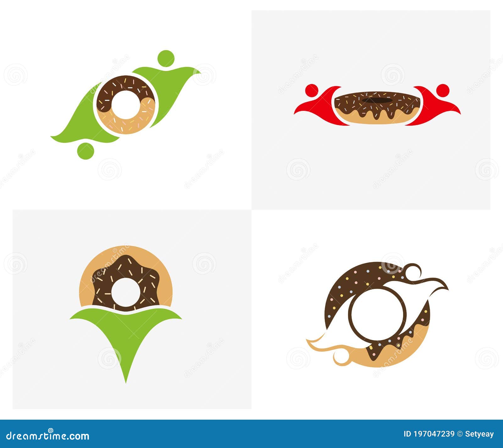 Set of People Donuts Logo Design Vector Template, Bakery Logo Concept ...