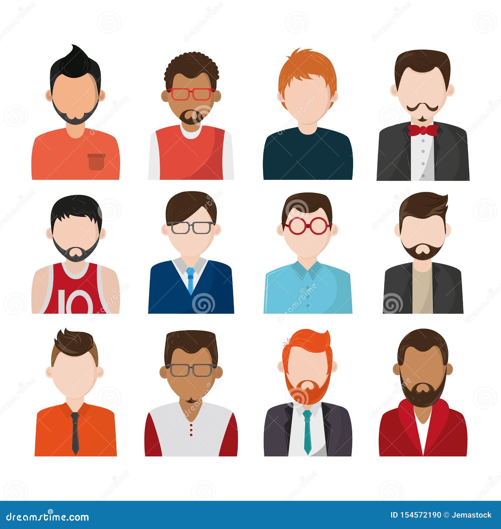 Set of People Faceless Characters Icons Stock Vector - Illustration of ...