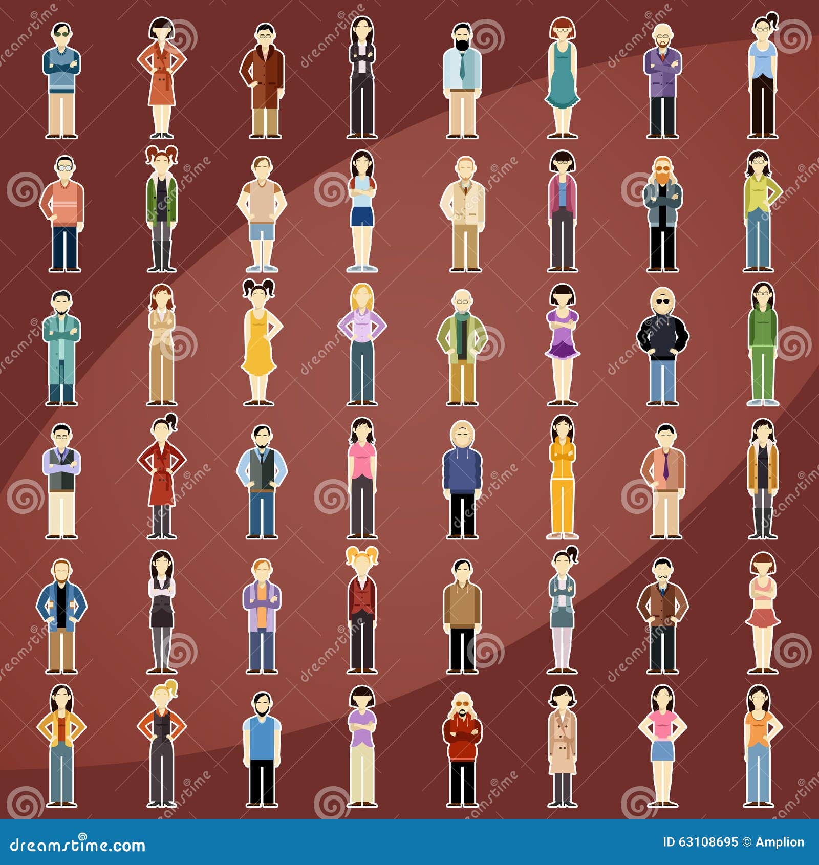 Set of people flat icons stock vector. Illustration of human - 63108695