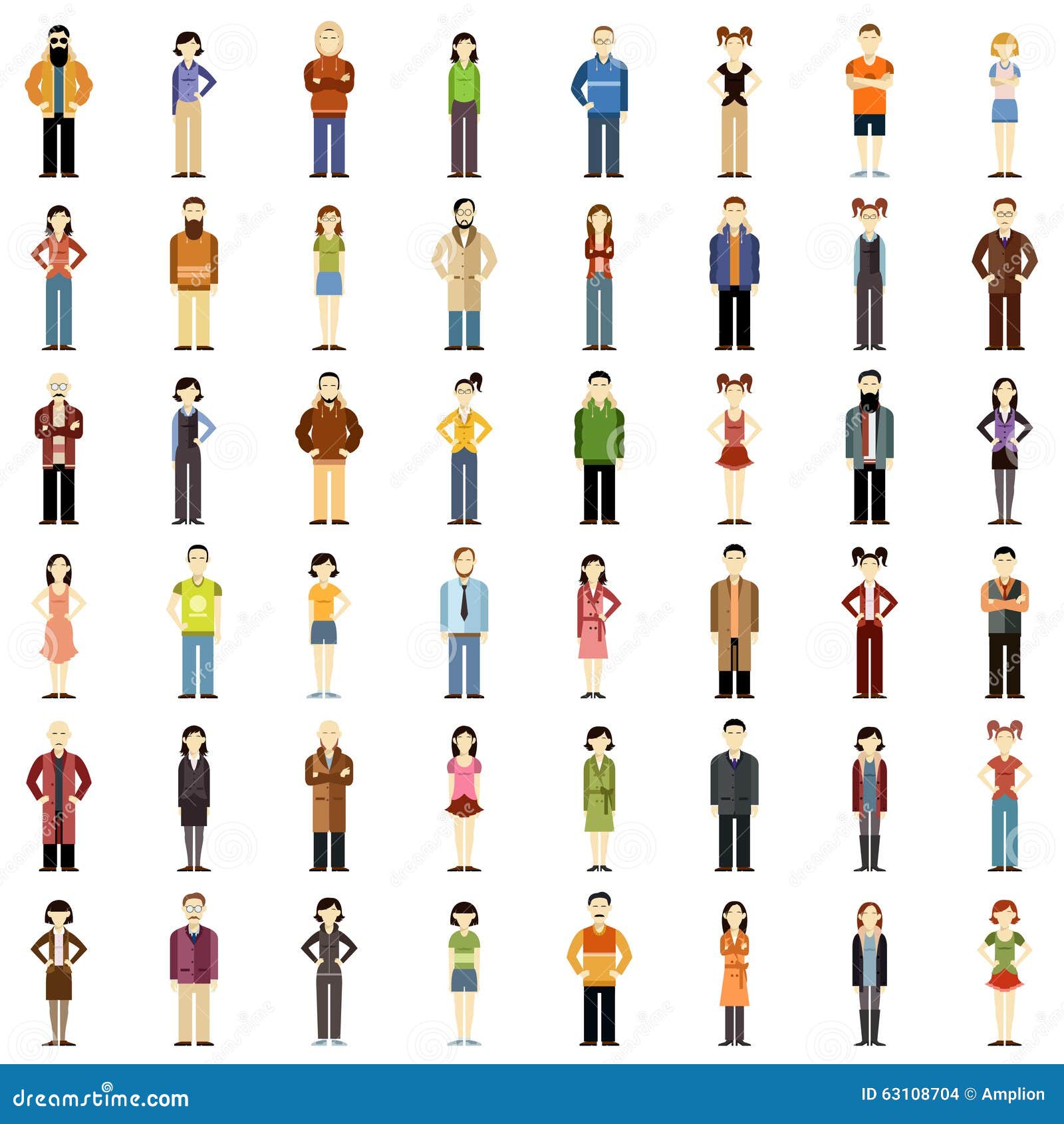 Set of people flat icons stock vector. Illustration of avatar - 63108704