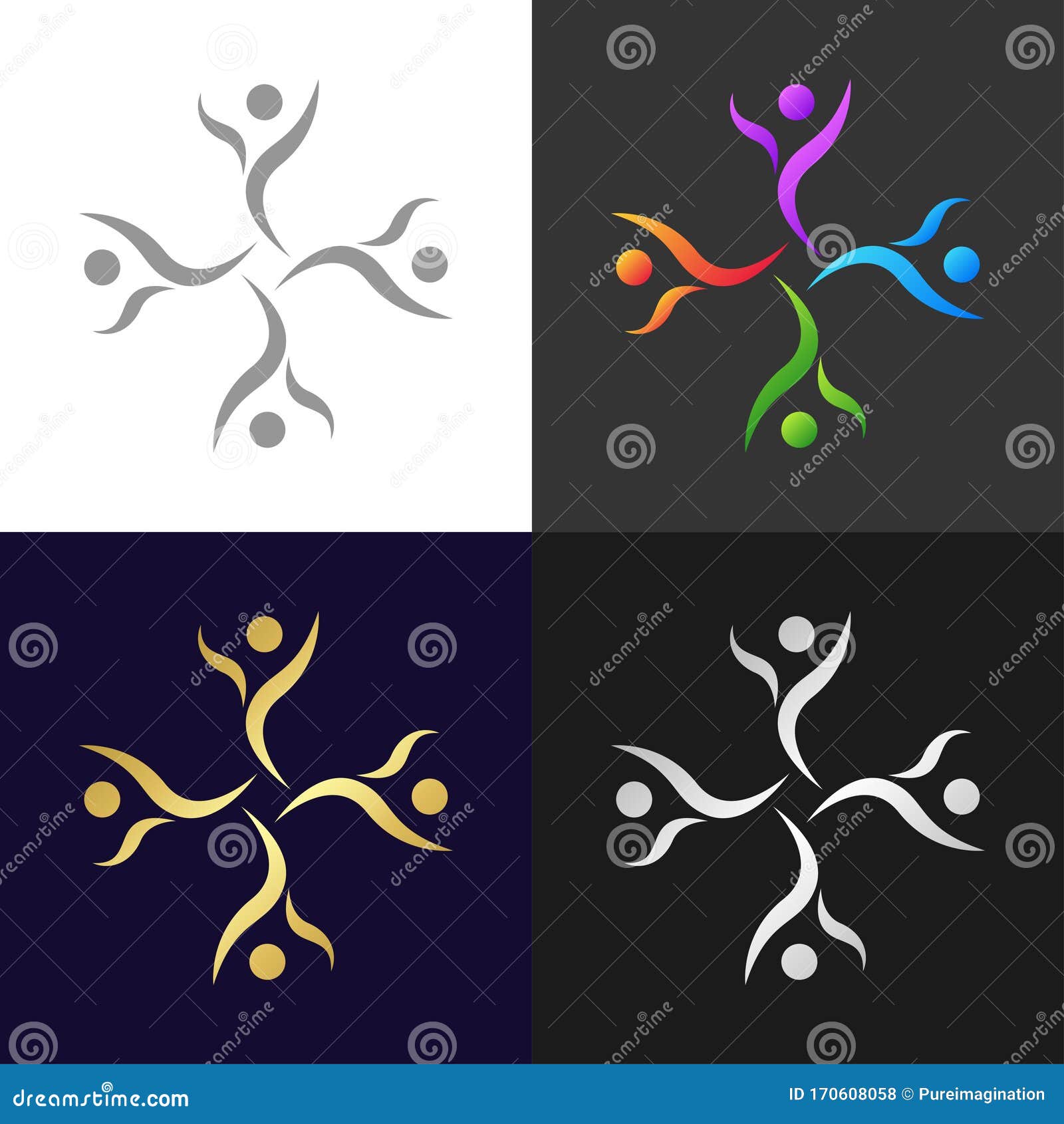 Set of People Group and Social Connection Icons and Logo Stock Vector ...