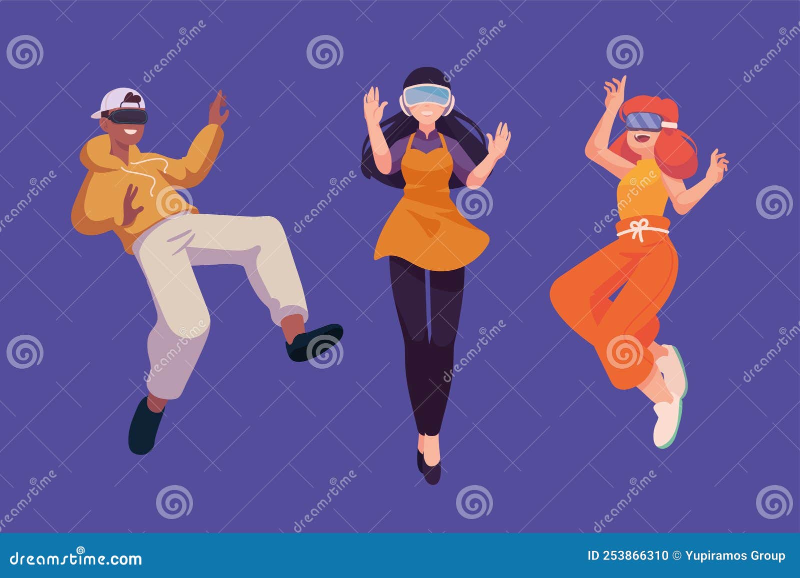 Set people in metaverse stock vector. Illustration of metaverse - 253866310