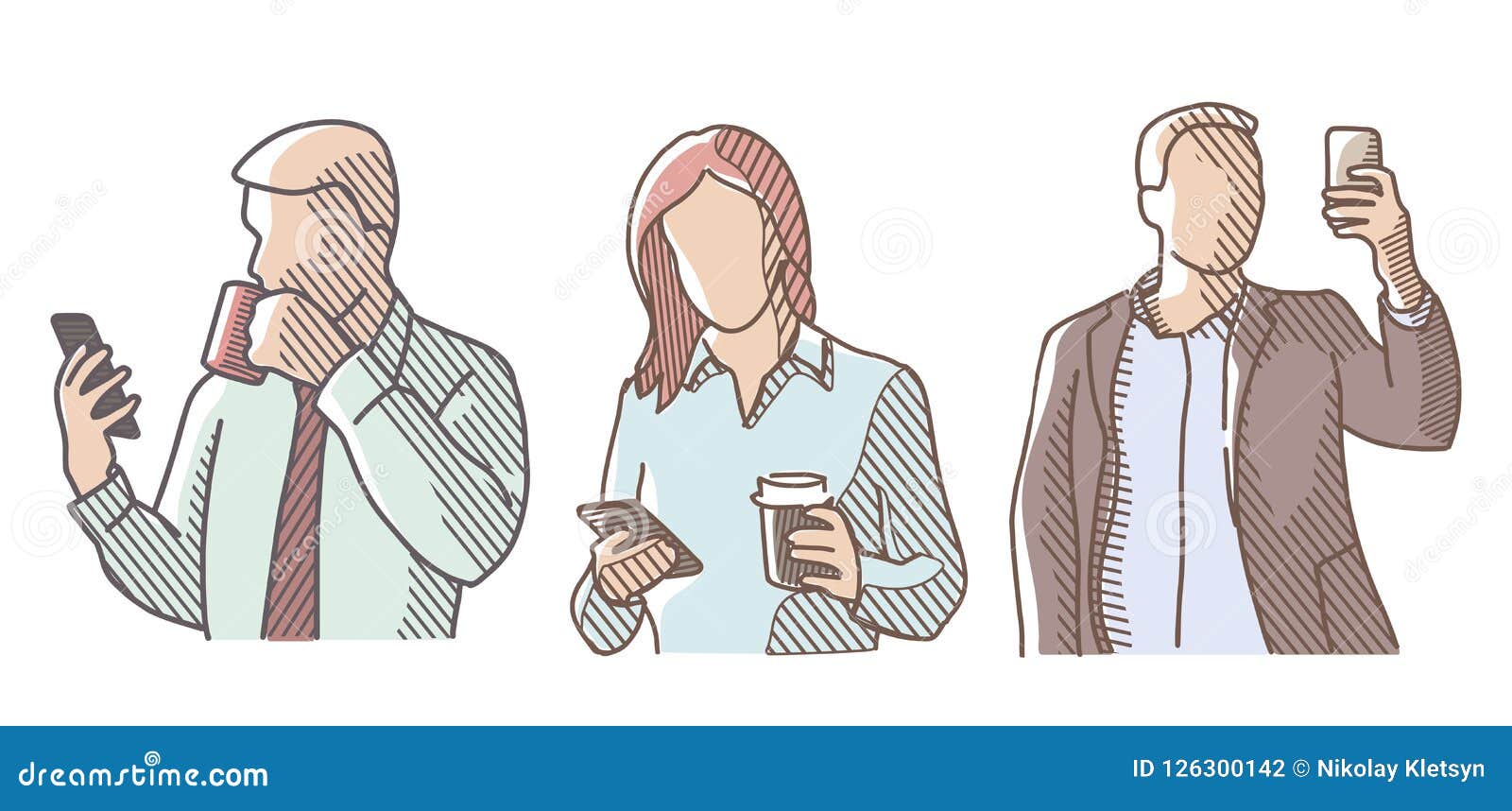 Set people phone stock vector. Illustration of isolated - 126300142