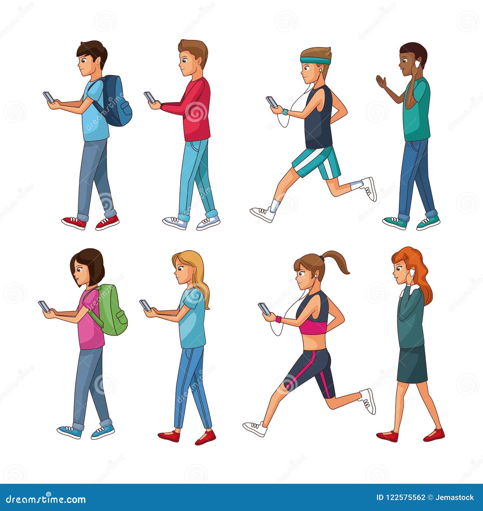 Set of People Using Smartphone Stock Vector - Illustration of messaging ...