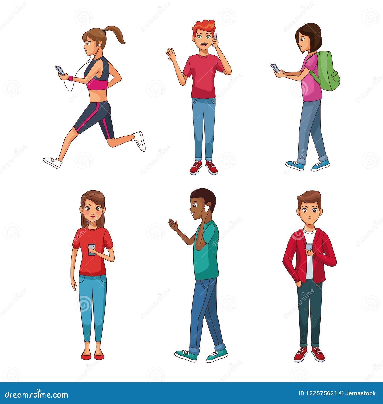 Set of People Using Smartphone Stock Vector - Illustration of ...