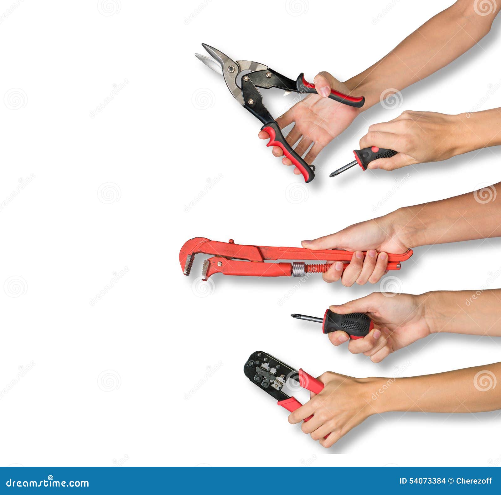 Set of Peoples Hands Holding Tools Stock Photo - Image of symbols ...