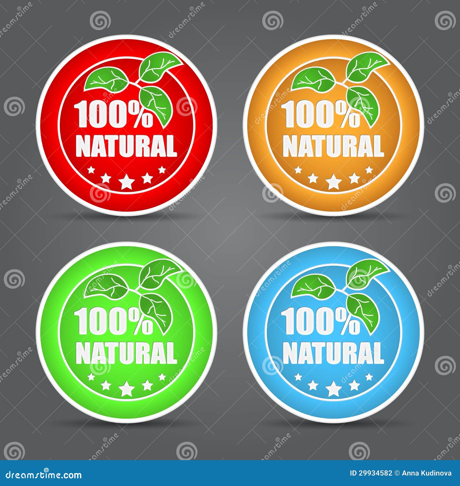 Set of 100 Percent Natural Icon. Stock Vector - Illustration of concept ...