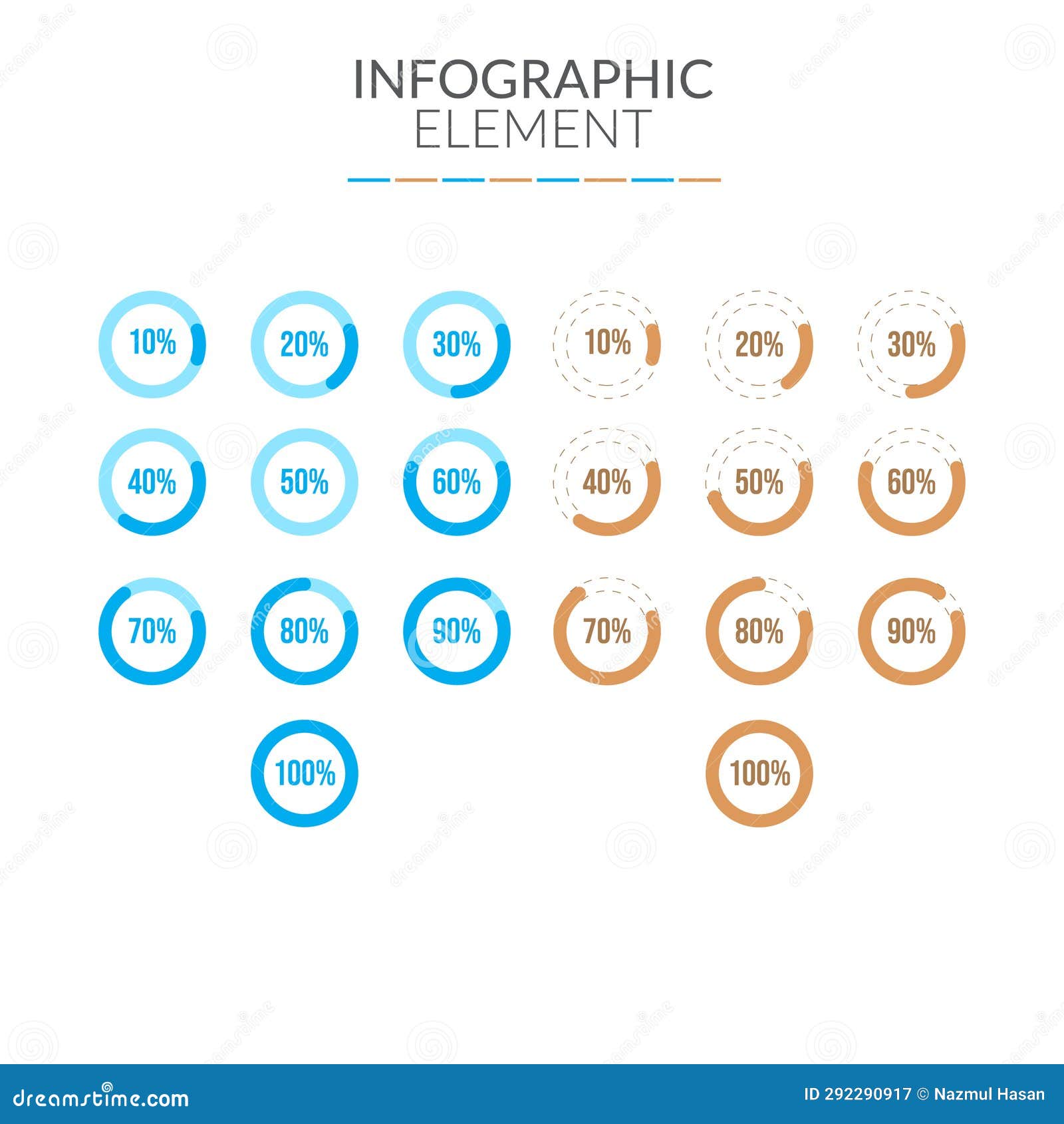 Circle Percentage Pie Chart Diagrams Infographic from 10 To 100 ...