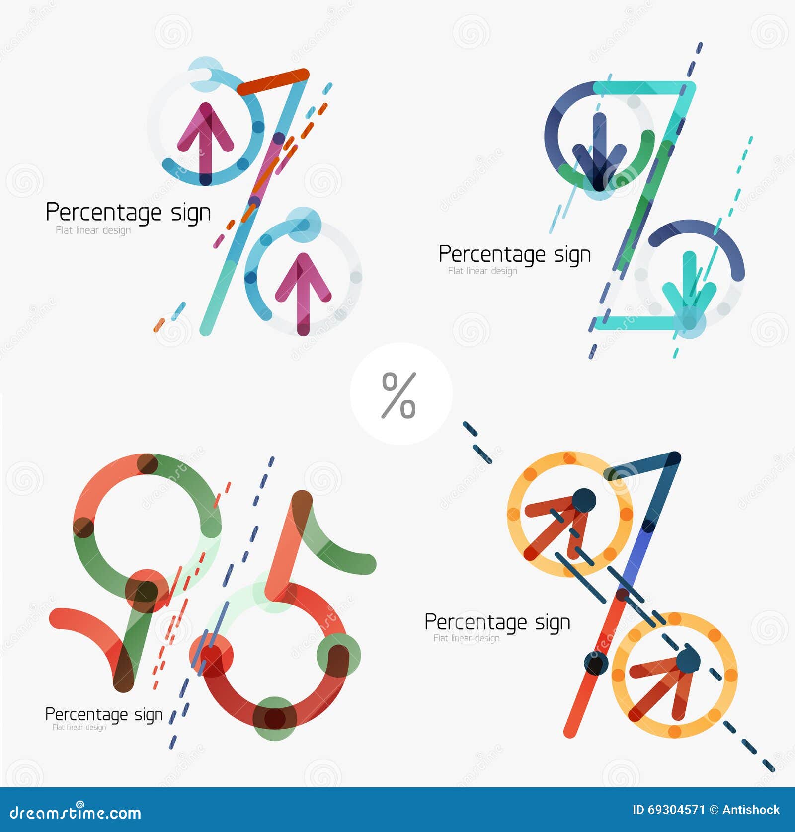 Set of Percentage Signs, Flat Design Stock Vector - Illustration of ...