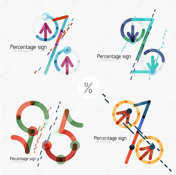 Set of Percentage Signs, Flat Design Stock Vector - Illustration of ...