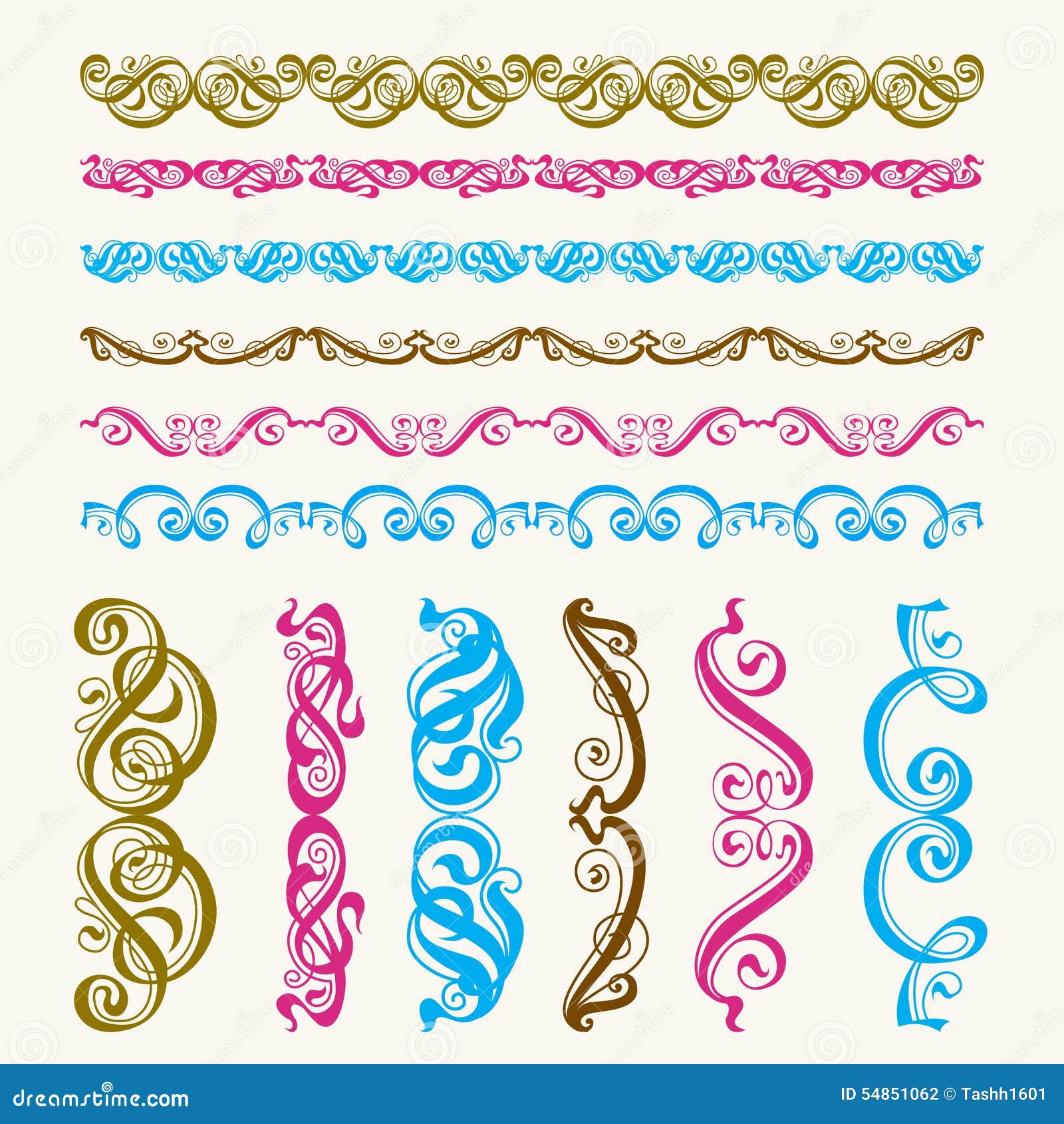 Set of Perfect Calligraphic Vector Brush Stock Vector - Illustration of ...