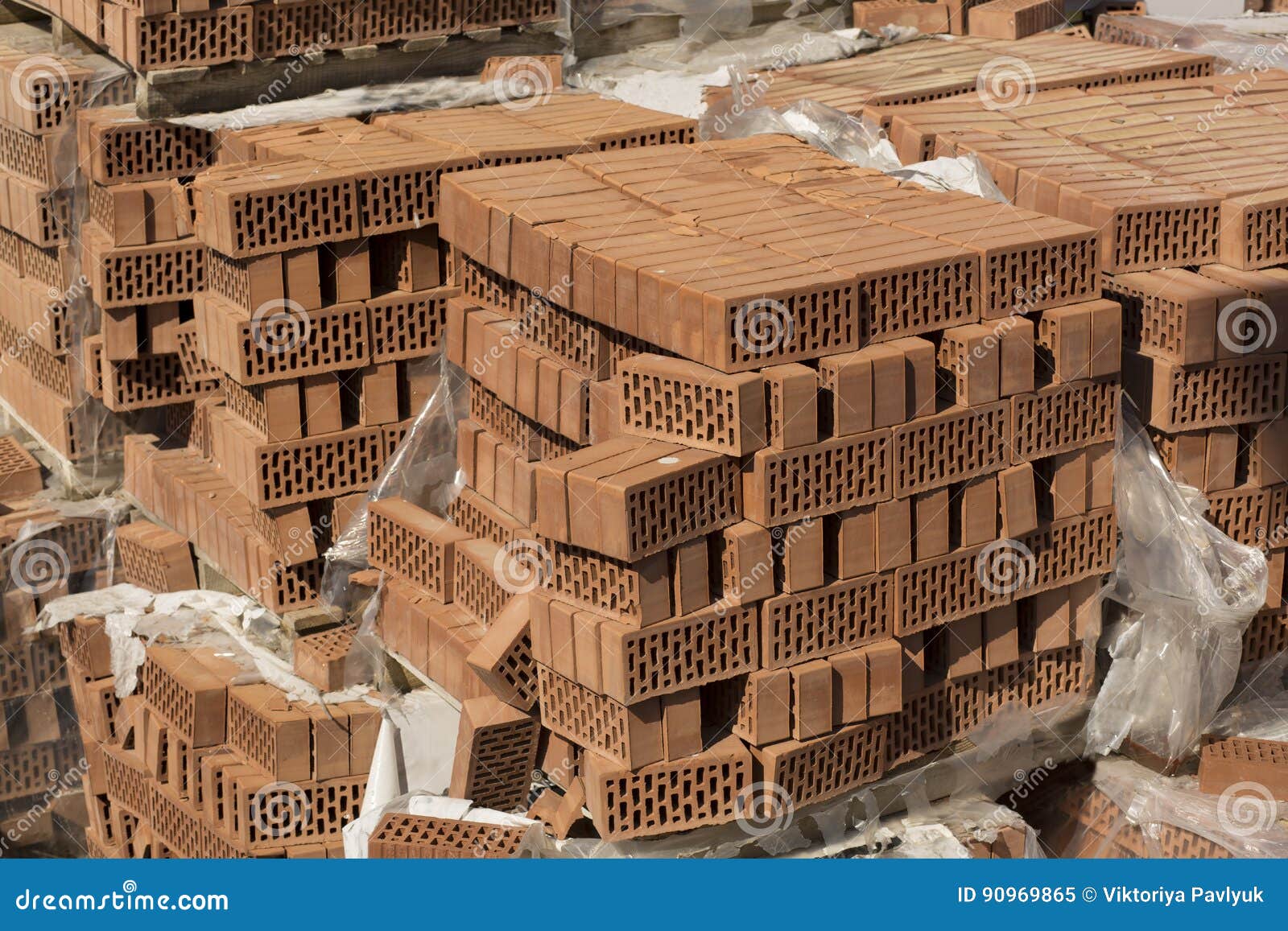 Set of Perforated Bricks that are Stacked in a Multilayered Pile Stock ...