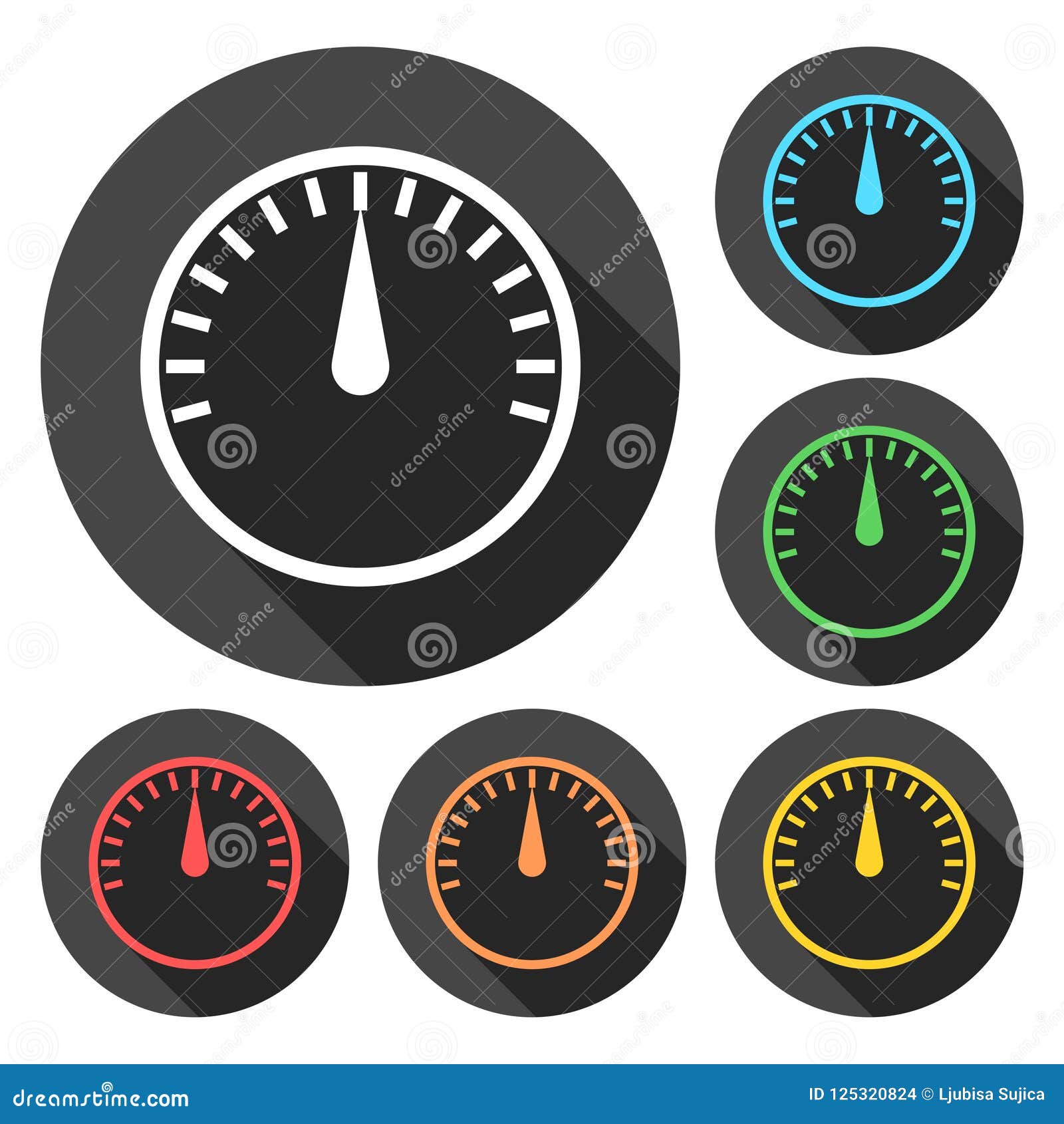 Set of Performance or Speed Meter Gauge Stock Vector - Illustration of ...