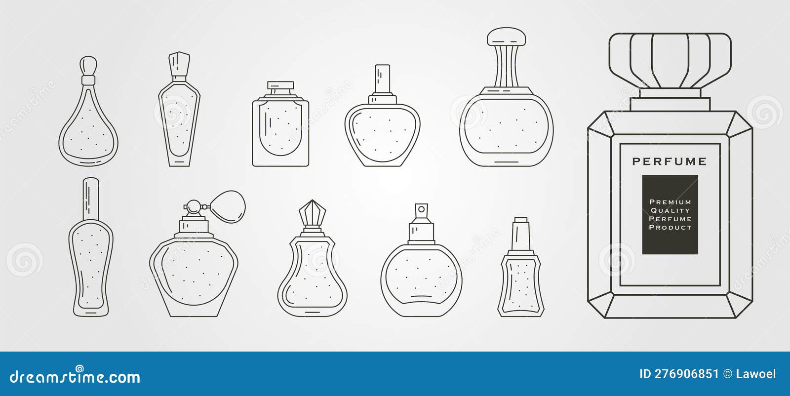 Set of Perfume Bottles Line Art Vector Object Illustration Design ...