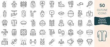 Set of Personal Protective Equipment Ppe Icons. Thin Linear Style Icons ...