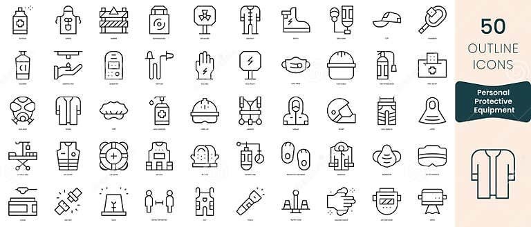 Set of Personal Protective Equipment Ppe Icons. Thin Linear Style Icons ...