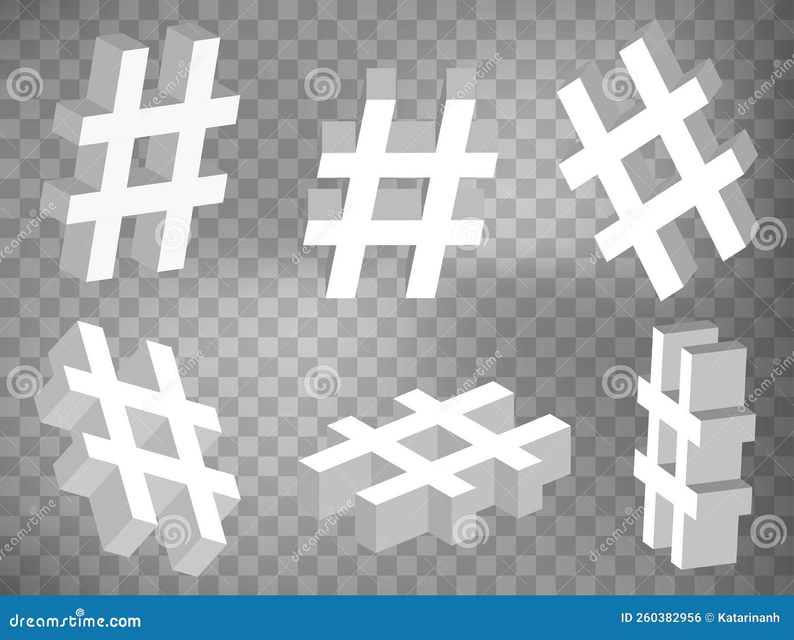 Set of Perspective Projections 3d Hashtag on Transparent Background ...