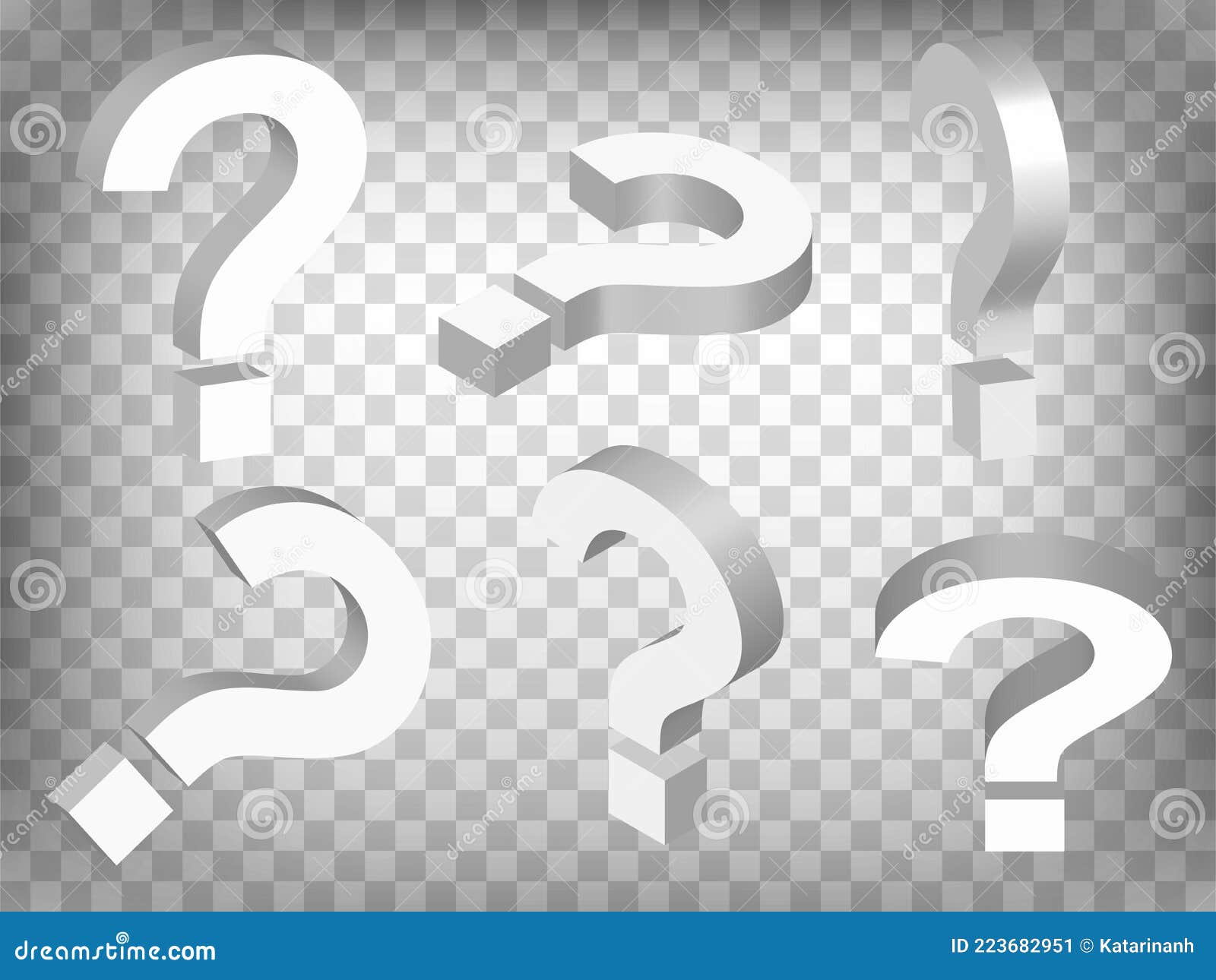 Set Of Perspective Projections 3d Large Question Mark Model Icons On ...