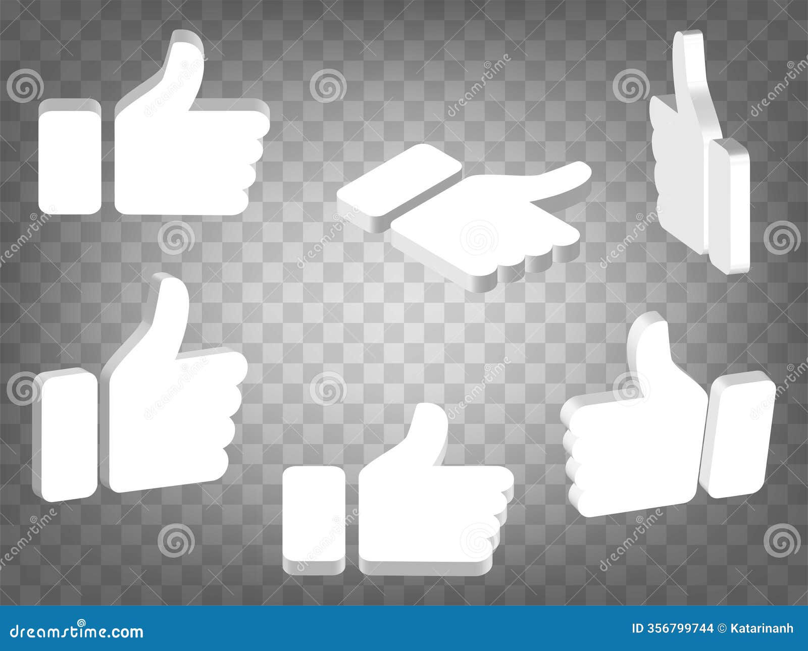 Set Of Perspective Projections 3d Model Of Realistic Like Button Shaped ...