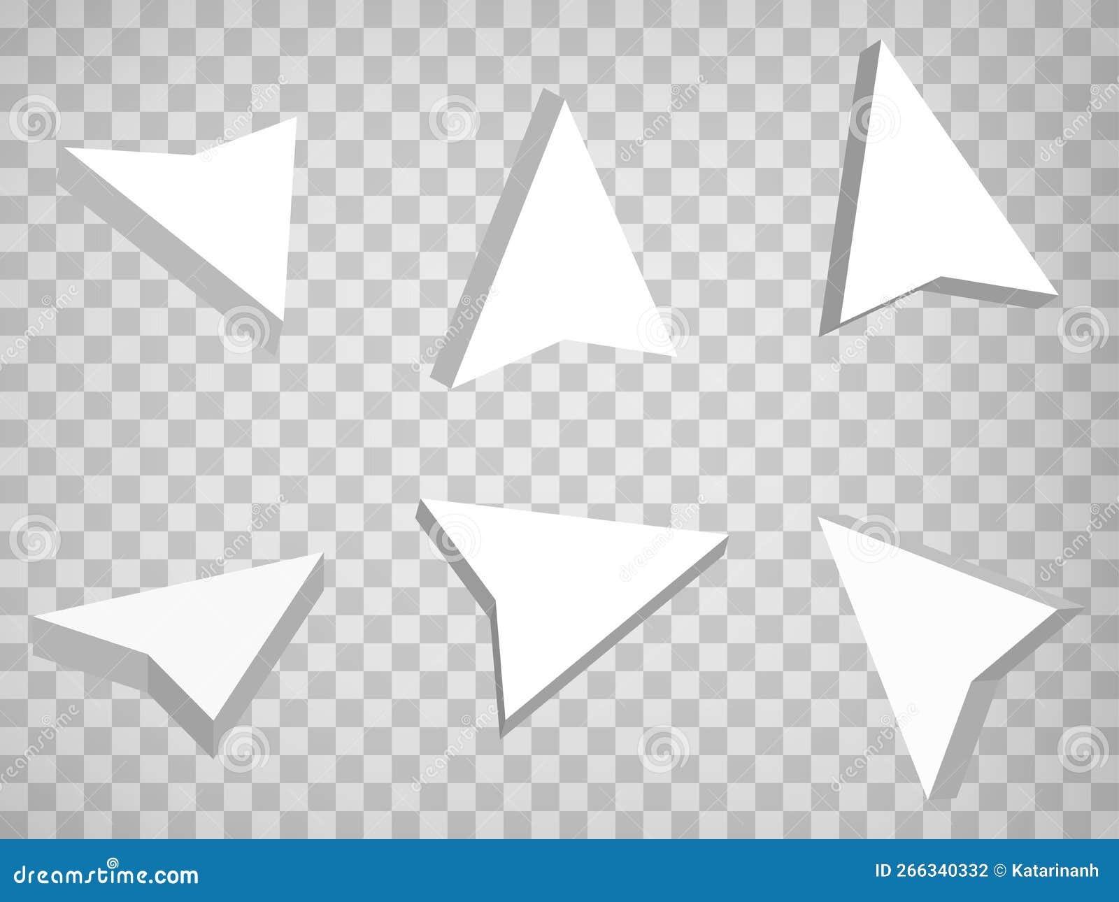 Set of Perspective Projections 3d Mouse Cursor Model Icons on ...