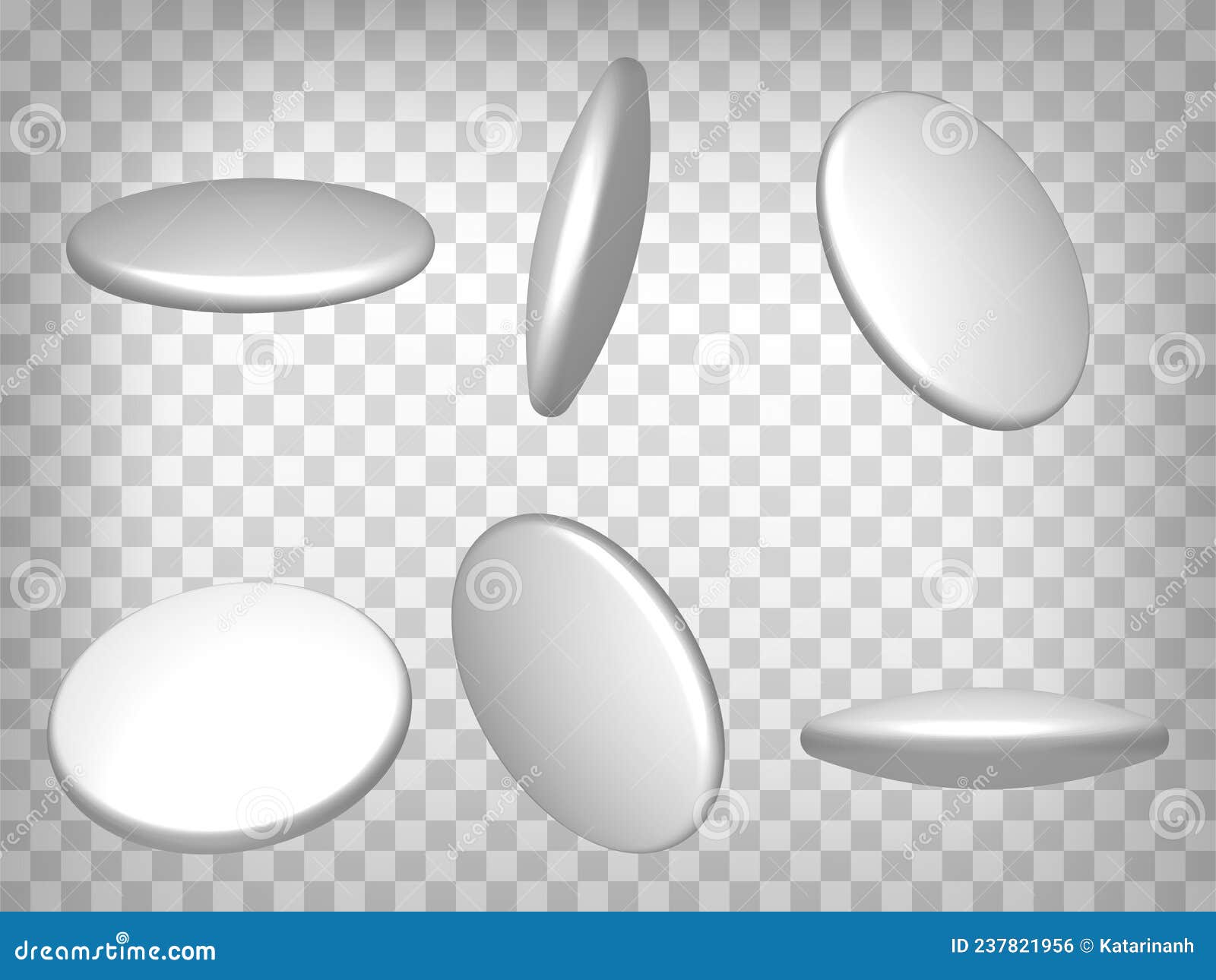 Set of Perspective Projections 3d Pill Model Icons on Transparent ...