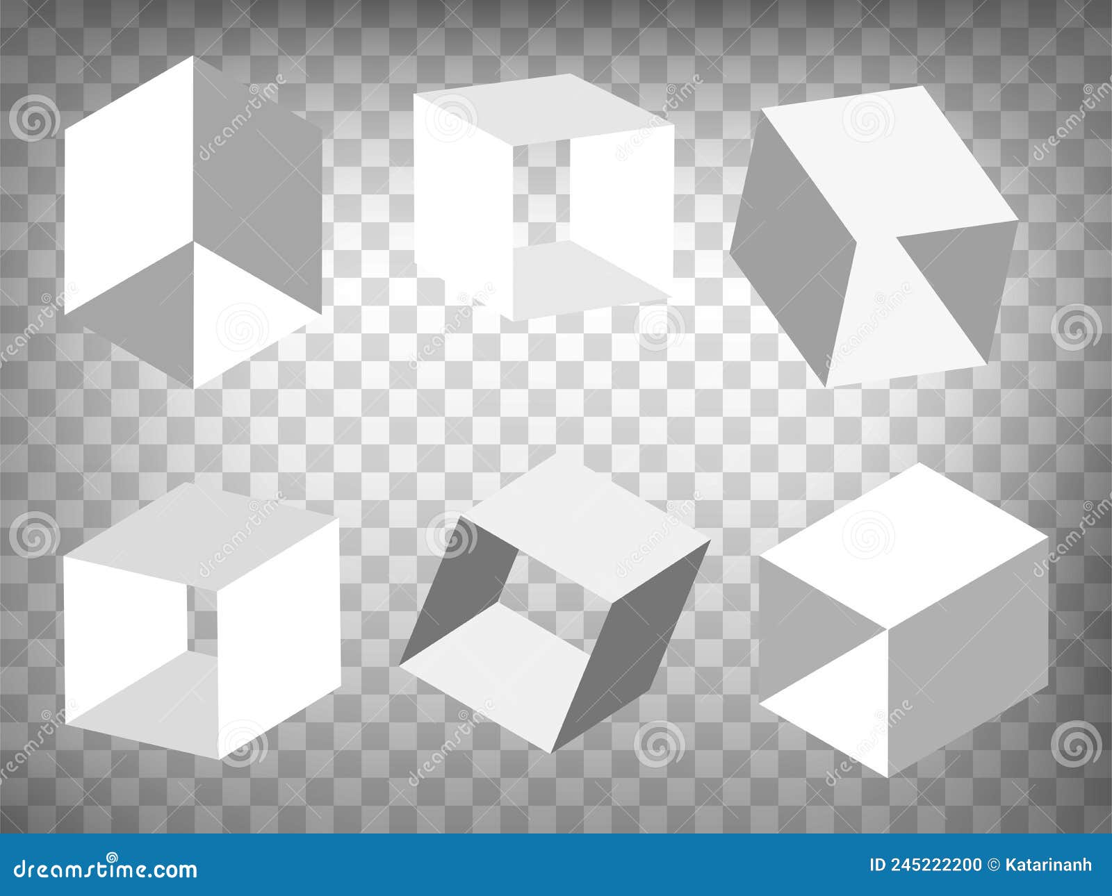 Set of Perspective Projections 3d Prism Model Icons on Transparent ...