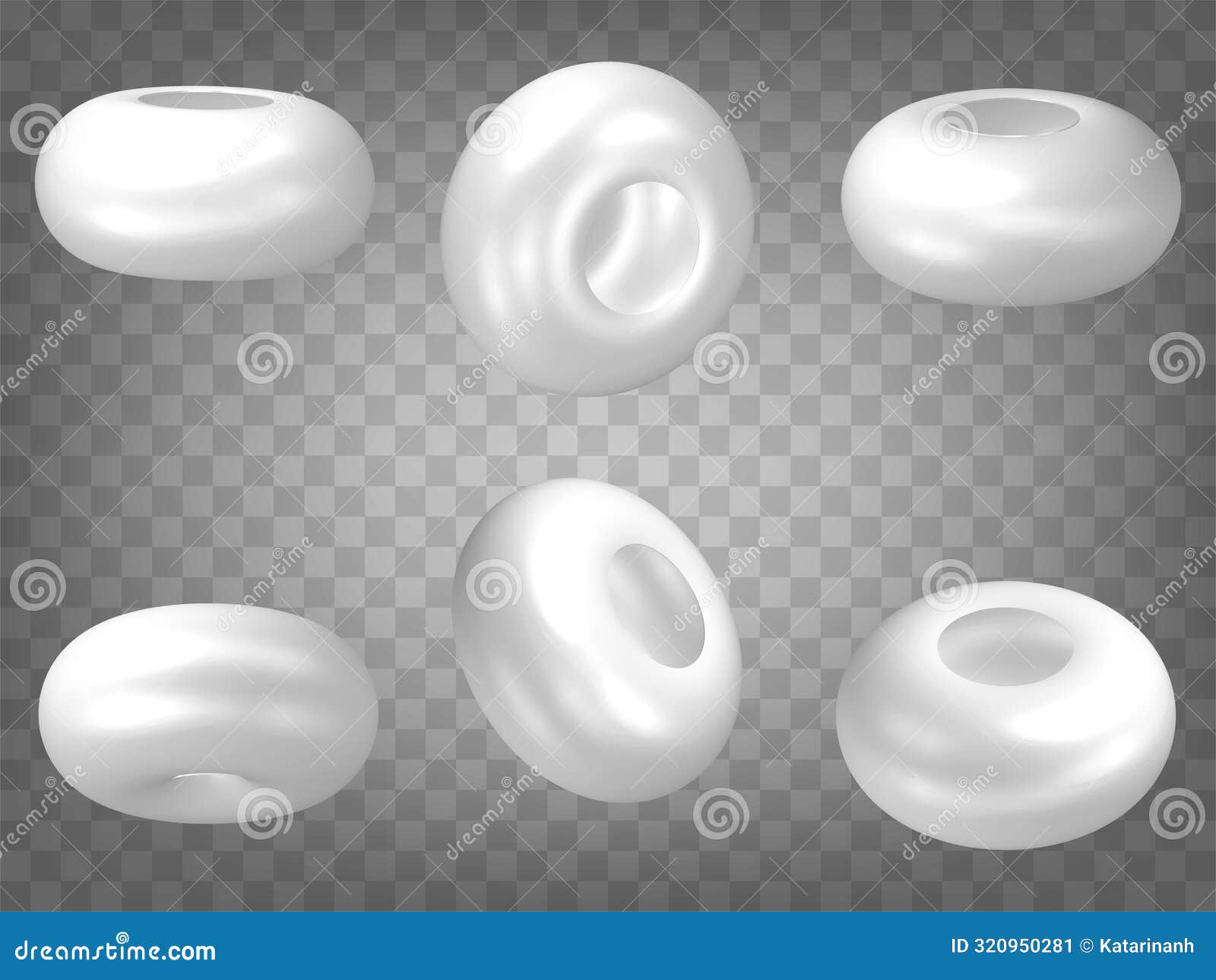 Set of Perspective Projections Torus Model Icons on Transparent ...