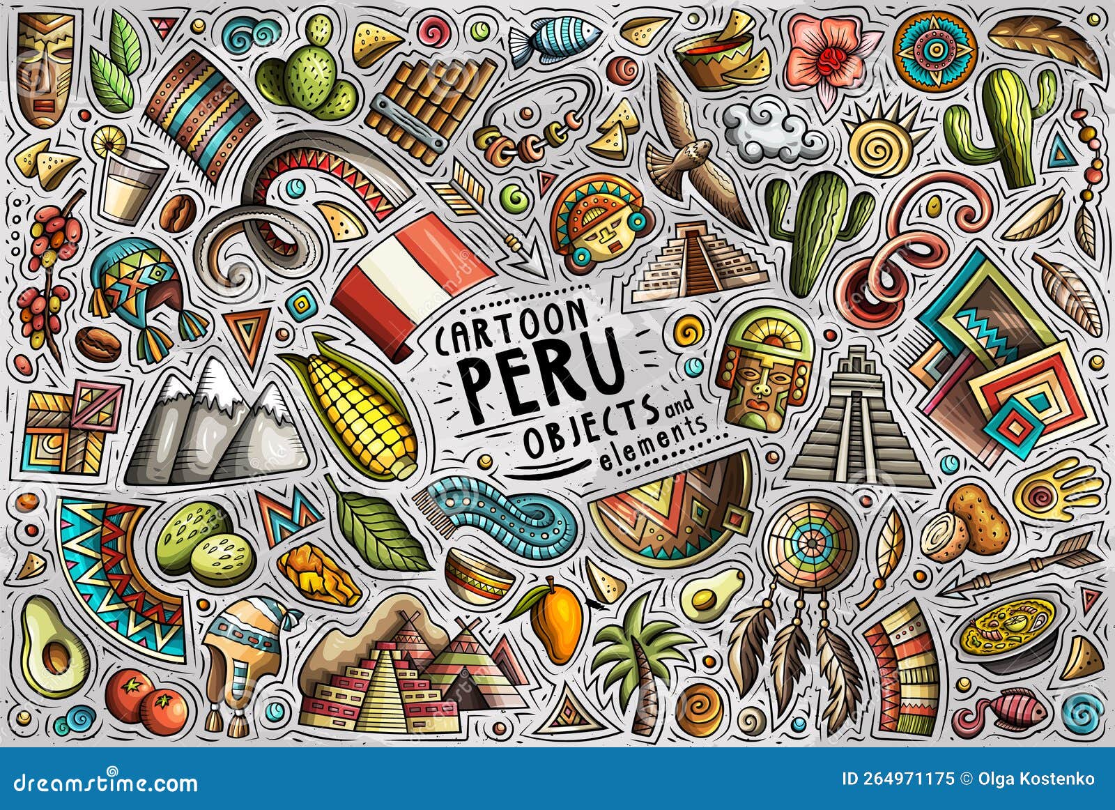 Set of Peru Traditional Symbols and Objects Stock Vector - Illustration ...